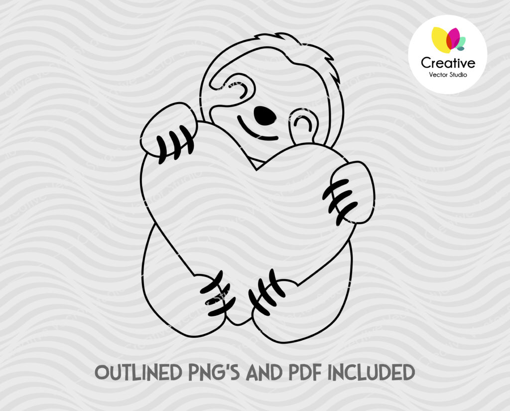 Valentine Sloth with Heart SVG | Creative Vector Studio Valentine Sloth with Heart SVG | Creative Vector Studio