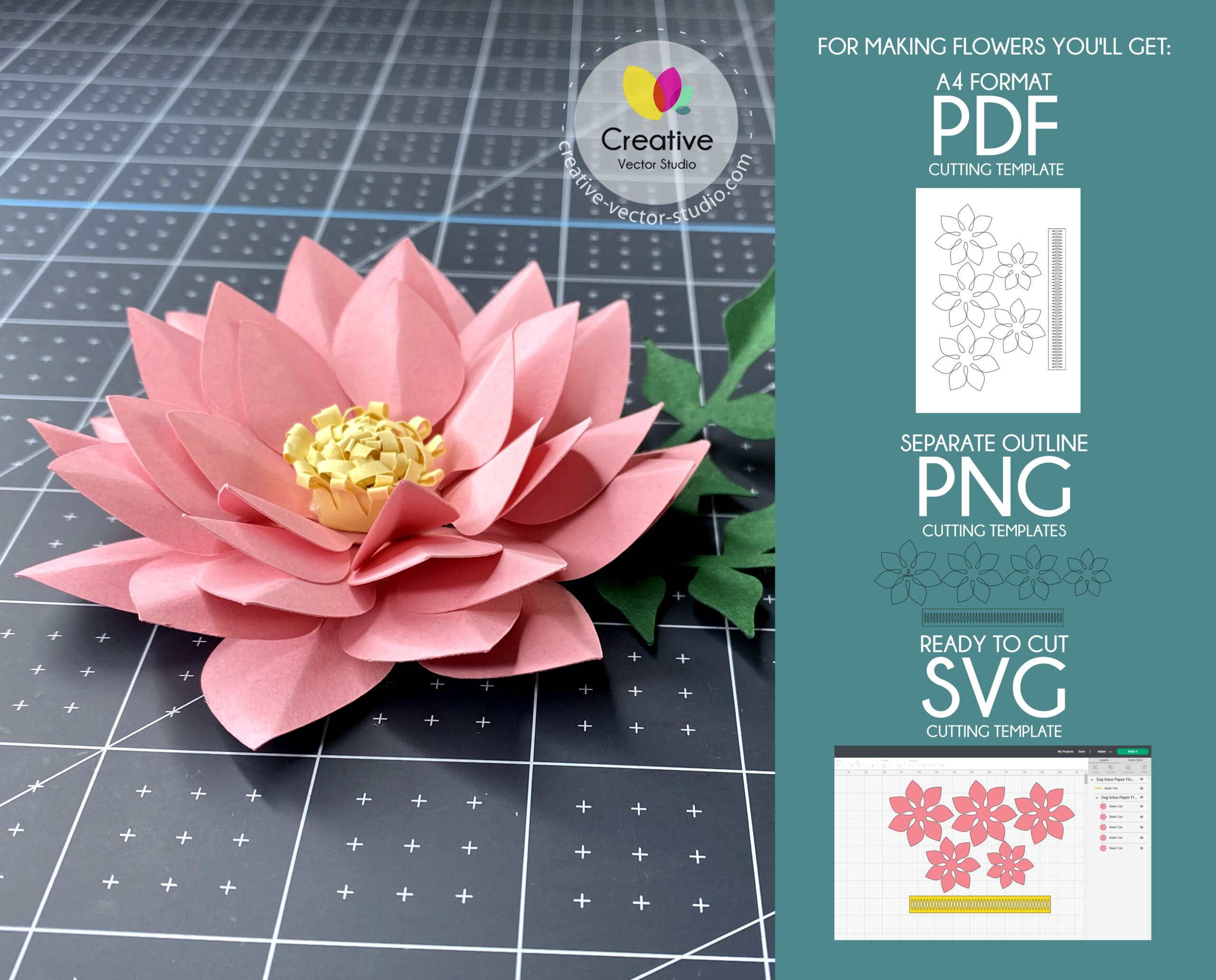 Paper Lotus Flower SVG Template 9 Creative Vector Studio